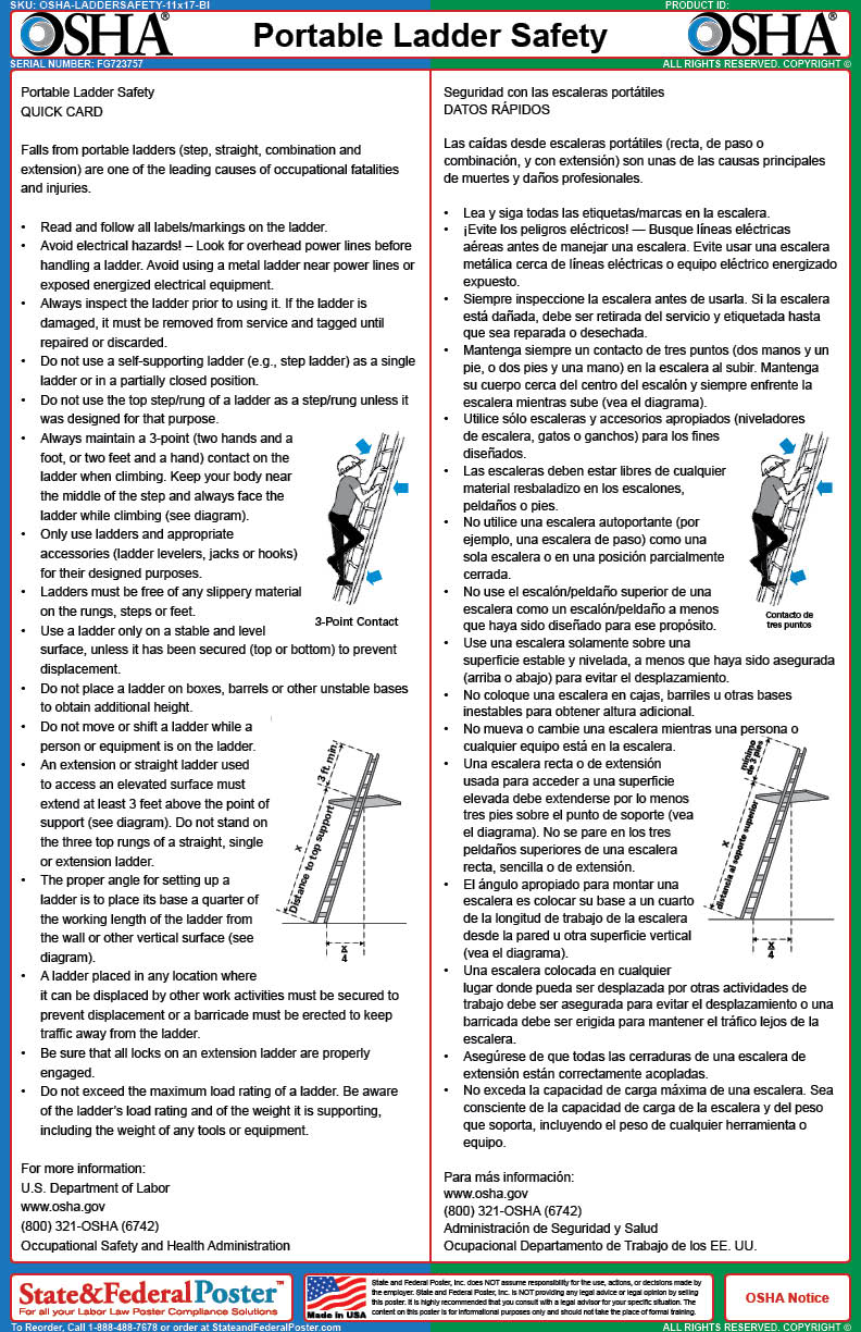Printable Ladder Safety Information Orchard Ladder Safety