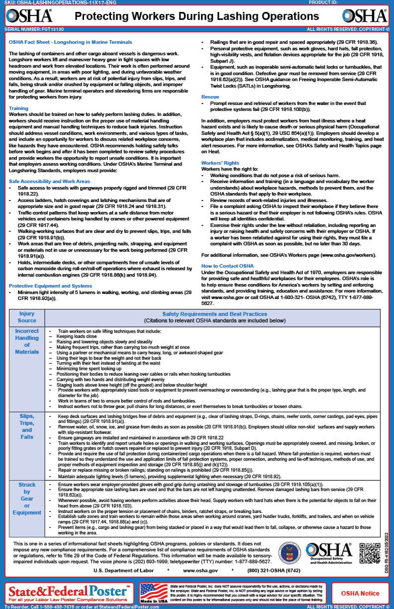 OSHA Protecting Workers During Lashing Operations Fact Sheet — State ...