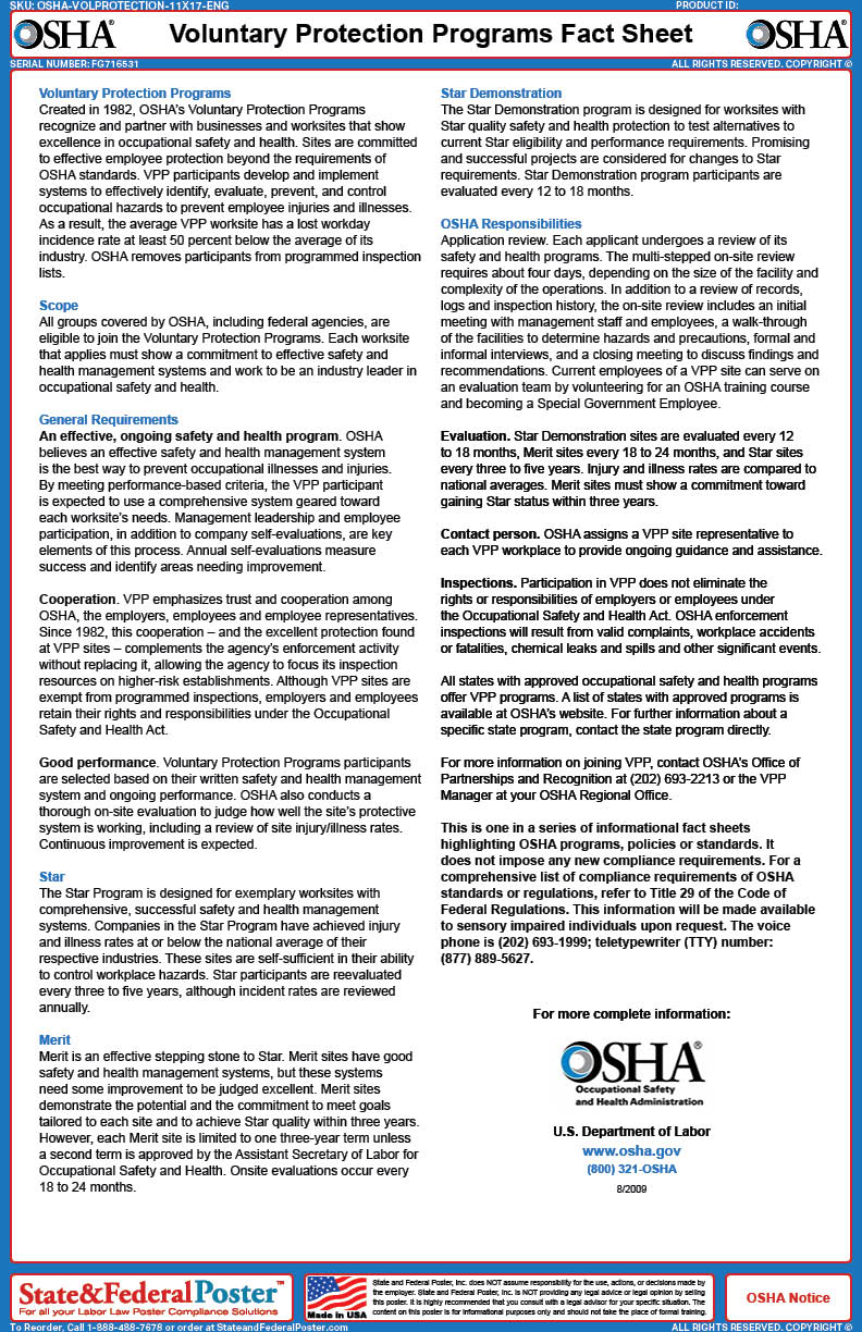 OSHA Voluntary Protection Programs Fact Sheet — State and Federal Poster