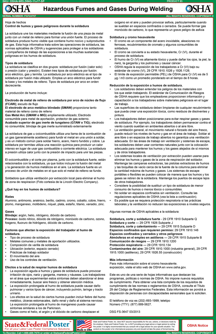 OSHA Hazardous Fumes and Gases During Welding Fact Sheet — State and ...