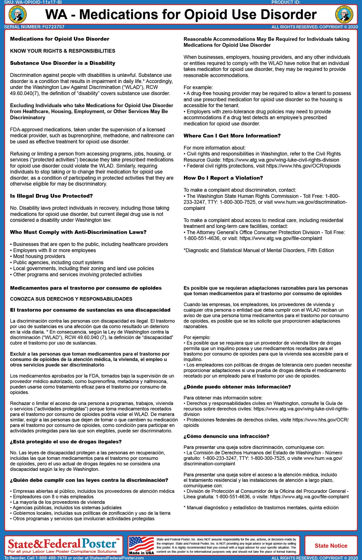 WA - Medications for Opioid Use Disorder Poster — State and Federal Poster